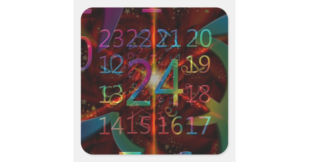Psychadelic numbers pattern, mesmerising design square sticker | Zazzle