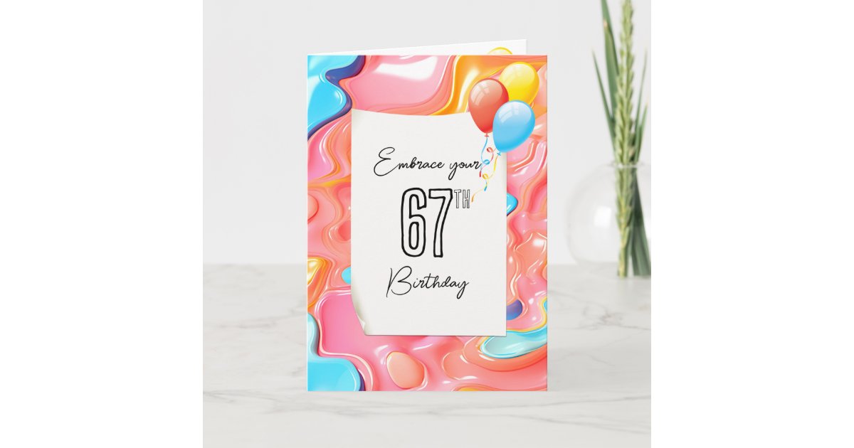Psychedelic 3D Abstract for 67th Birthday Card | Zazzle