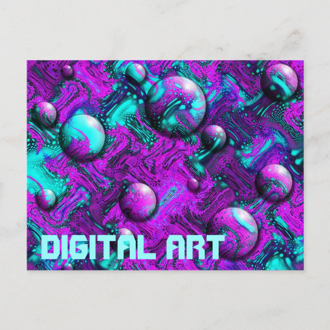 Psychedelic Abstract with Bubbles Postcard | Zazzle