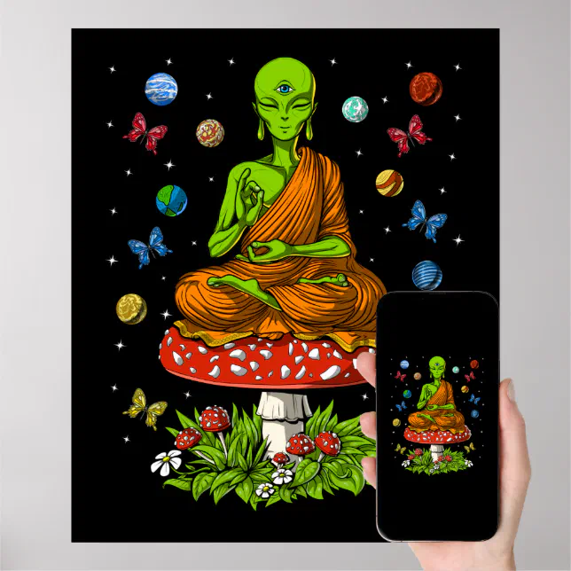 Psychedelic Alien Buddha Poster | Zazzle