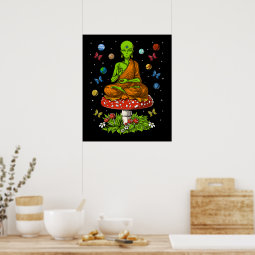 Psychedelic Alien Buddha Poster | Zazzle