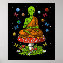 Psychedelic Alien Buddha Poster | Zazzle