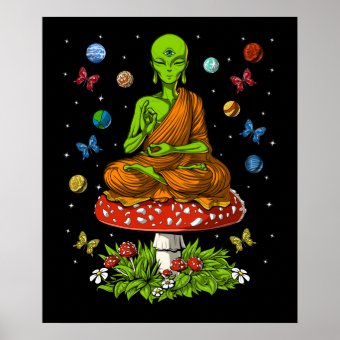 Psychedelic Alien Buddha Poster | Zazzle