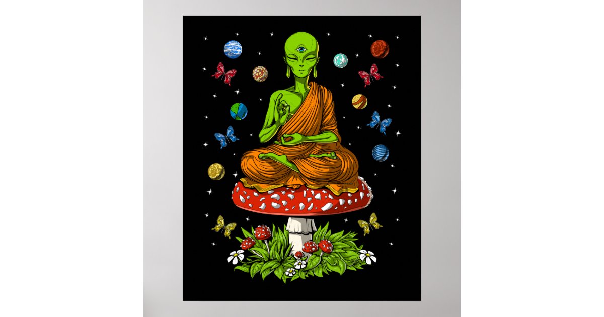 Psychedelic Alien Buddha Poster | Zazzle