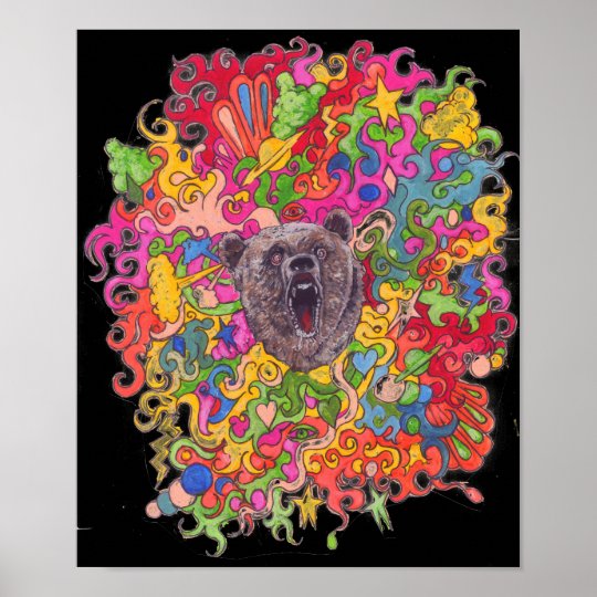 Psychedelic Bear Poster | Zazzle.com