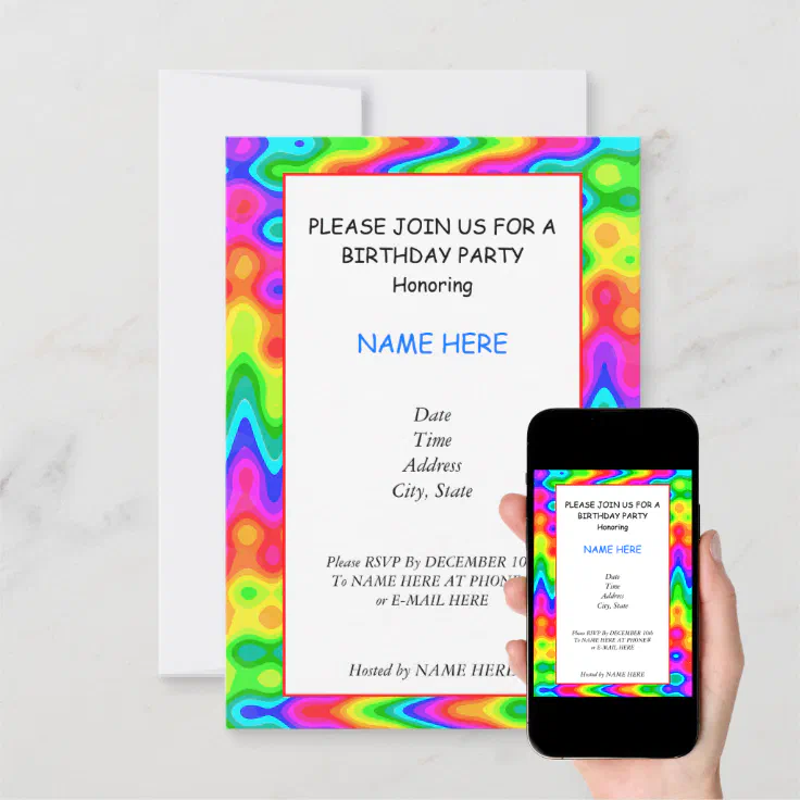 Psychedelic Birthday Party Invitation Card | Zazzle