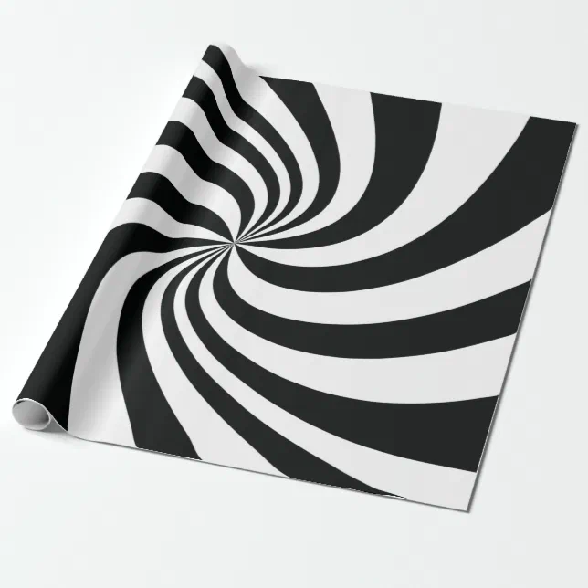Psychedelic Black and White Swirl Wrapping Paper | Zazzle