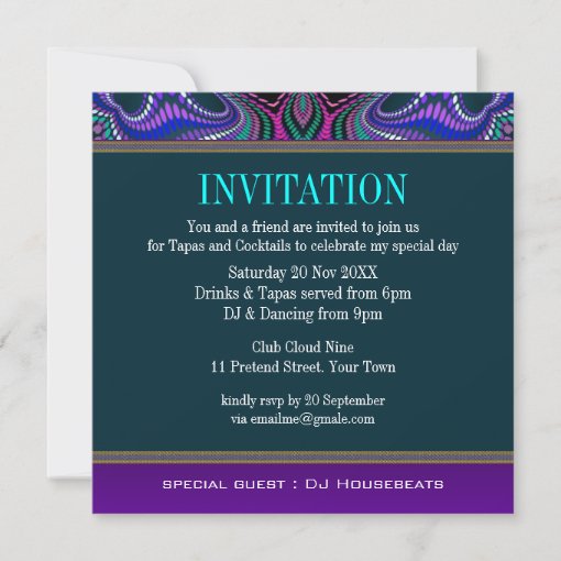 Psychedelic Blacklight Adult Party Invitation | Zazzle