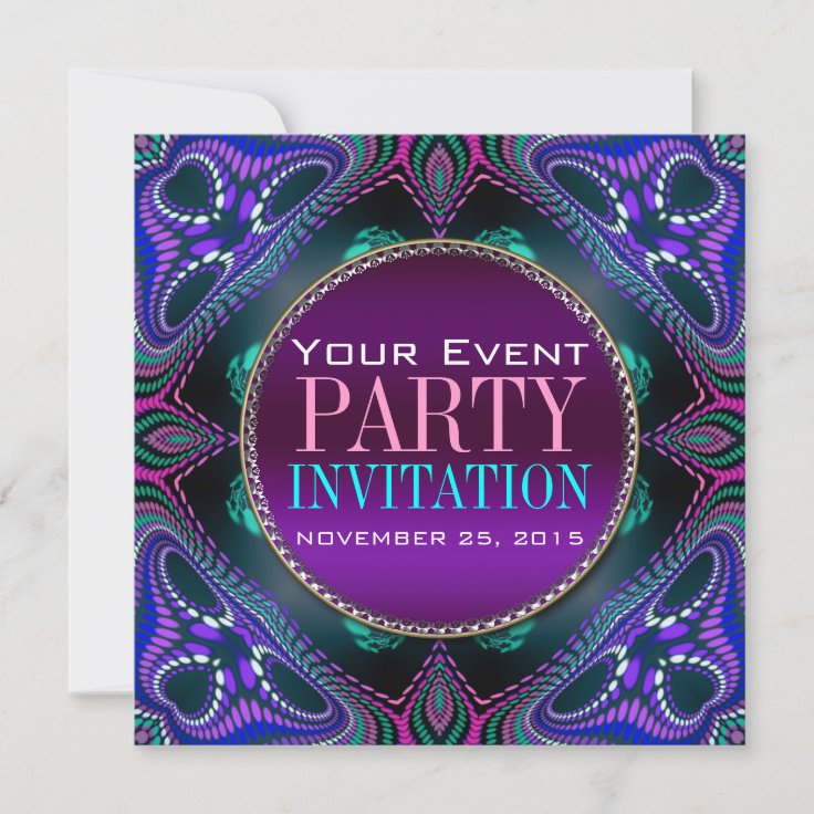 Psychedelic Blacklight Adult Party Invitation | Zazzle