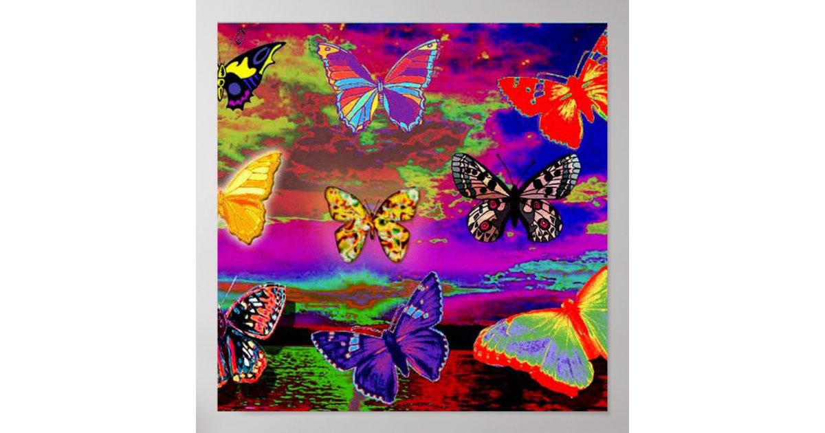psychedelic Butterflies Poster | Zazzle