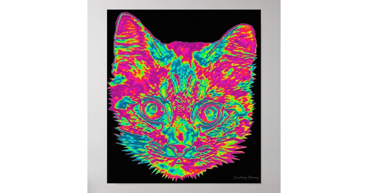 Psychedelic Cat Poster | Zazzle.com
