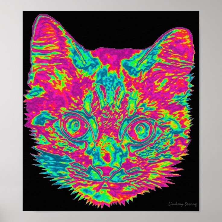 Psychedelic Cat Poster | Zazzle