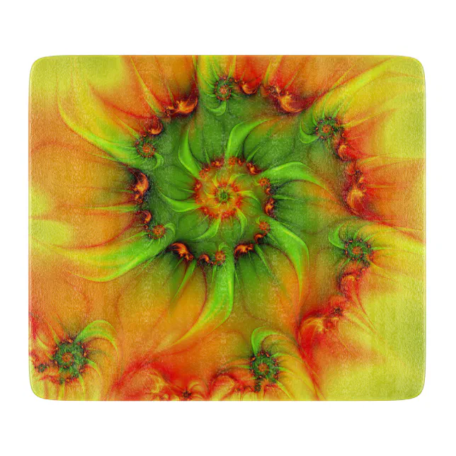 Psychedelic Colorful Modern Abstract Fractal Art Cutting Board | Zazzle