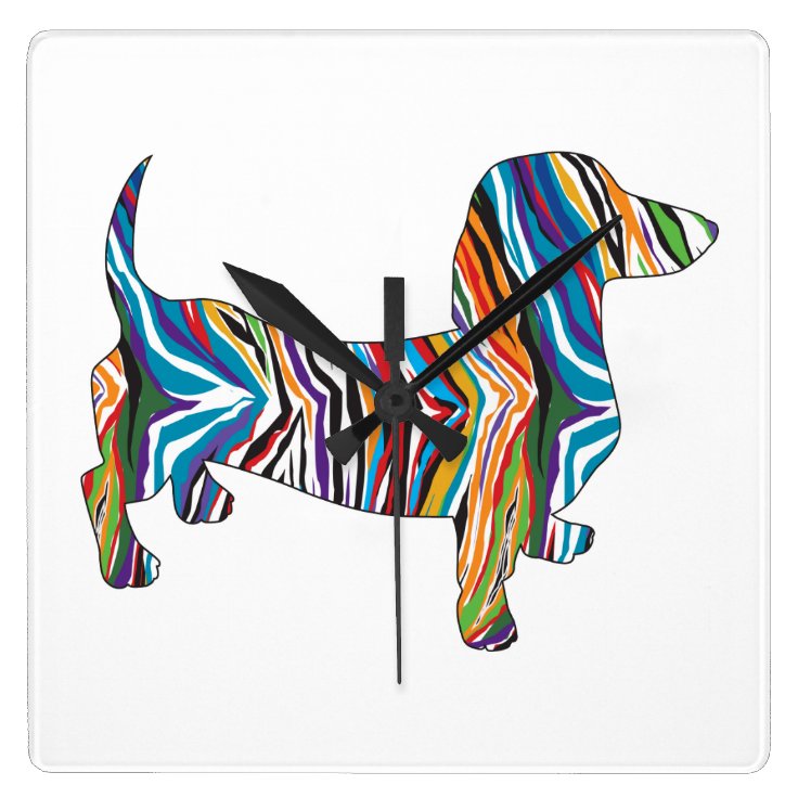 Psychedelic Dachshund Square Wall Clock | Zazzle