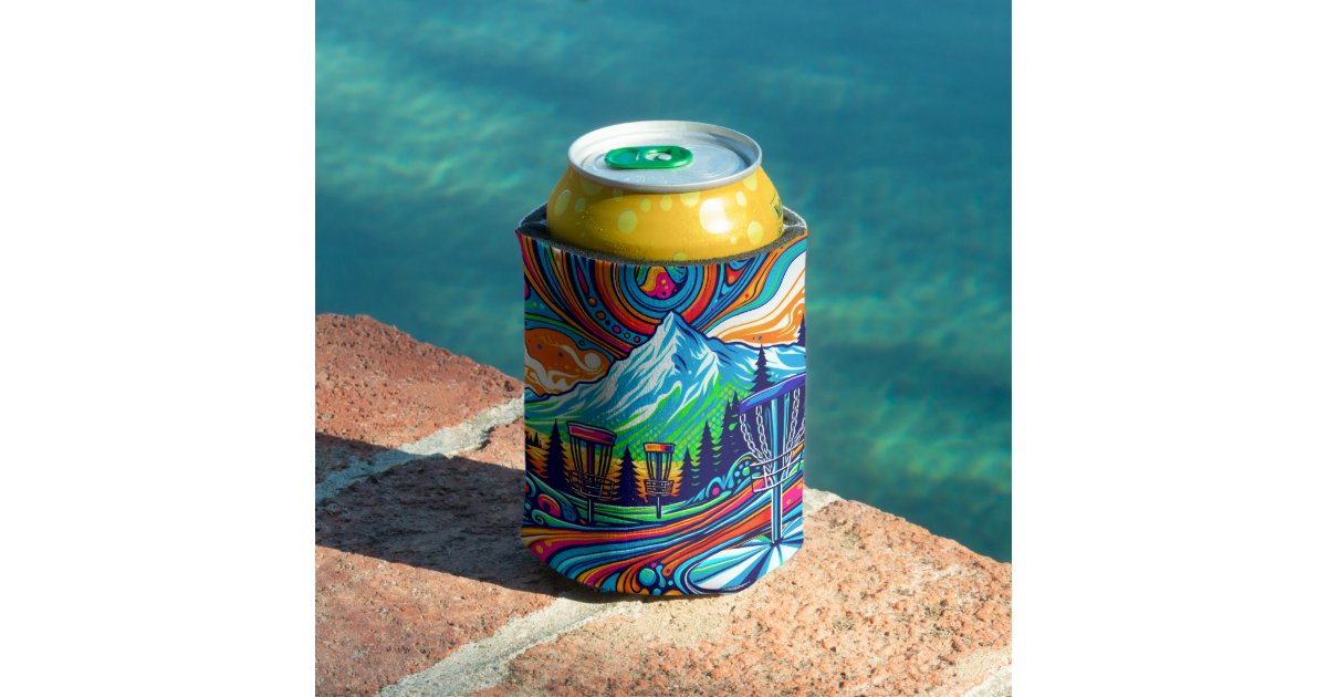 Psychedelic Disc Golf Course Can Cooler | Zazzle
