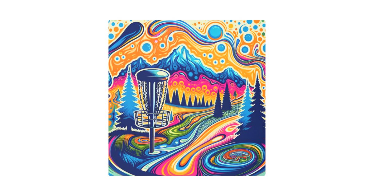 Psychedelic Disc Golf Course in the Mountains Metal Print | Zazzle