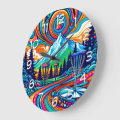 Psychedelic Disc Golf Course Large Clock | Zazzle
