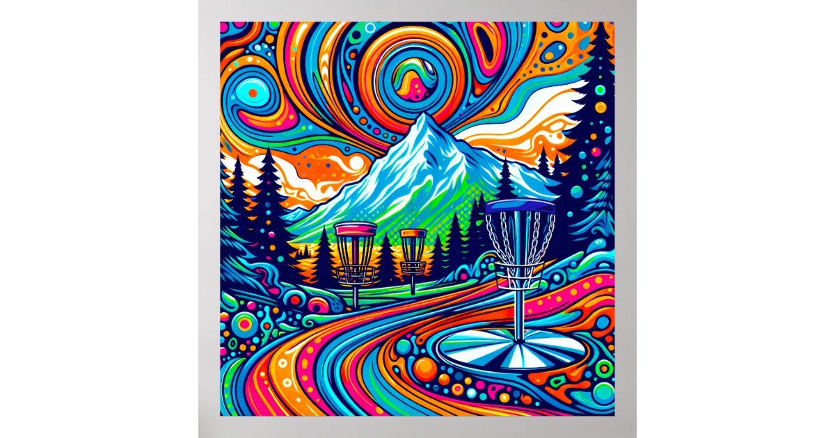 Psychedelic Disc Golf Course Poster | Zazzle