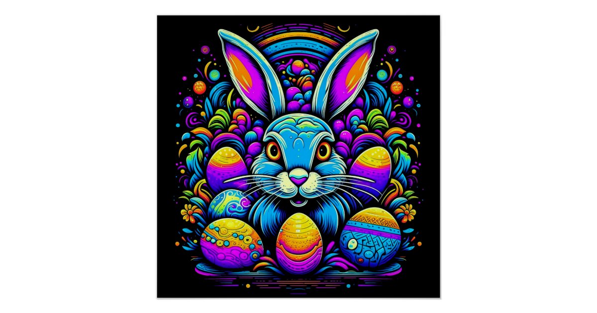 Psychedelic Easter Bunny Poster | Zazzle