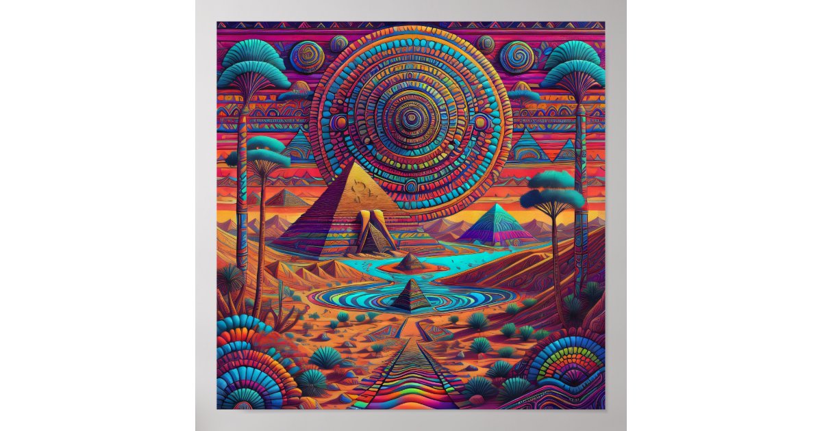 Psychedelic Egyptian Landscape Poster | Zazzle