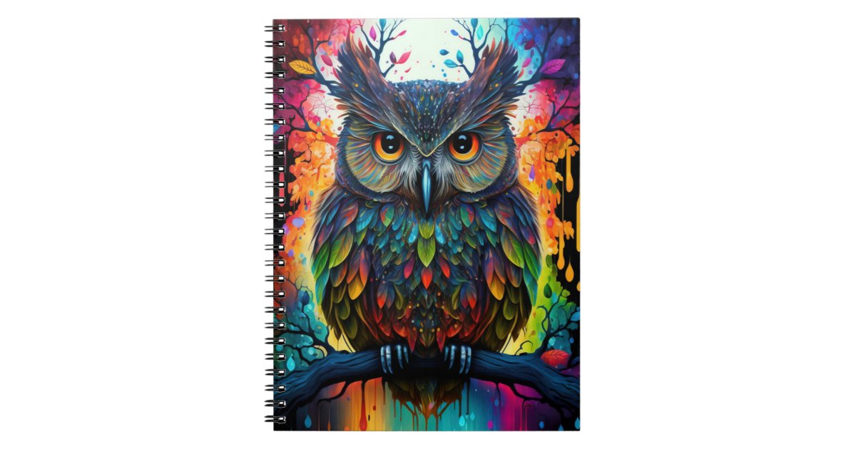 Psychedelic Fantasy Hippy Owl Notebook | Zazzle