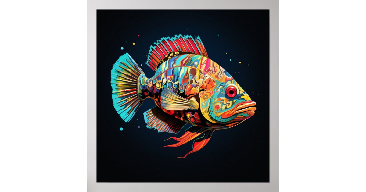 Psychedelic Giant Grouper Poster | Zazzle