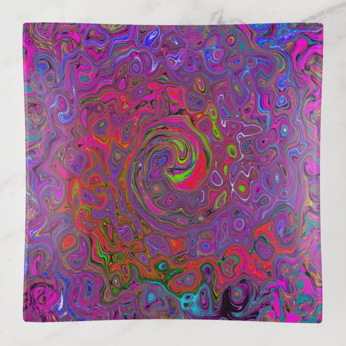 Psychedelic Groovy Magenta Retro Liquid Swirl Trinket Tray | Zazzle.com