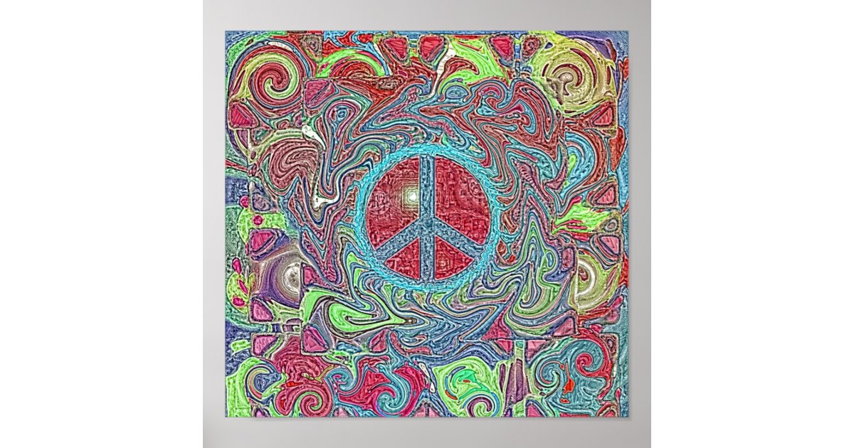 Psychedelic Groovy Trippy Peace Sign | Zazzle