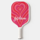 Psychedelic Hearts Calligraphy Script Name Pinks Pickleball Paddle | Zazzle