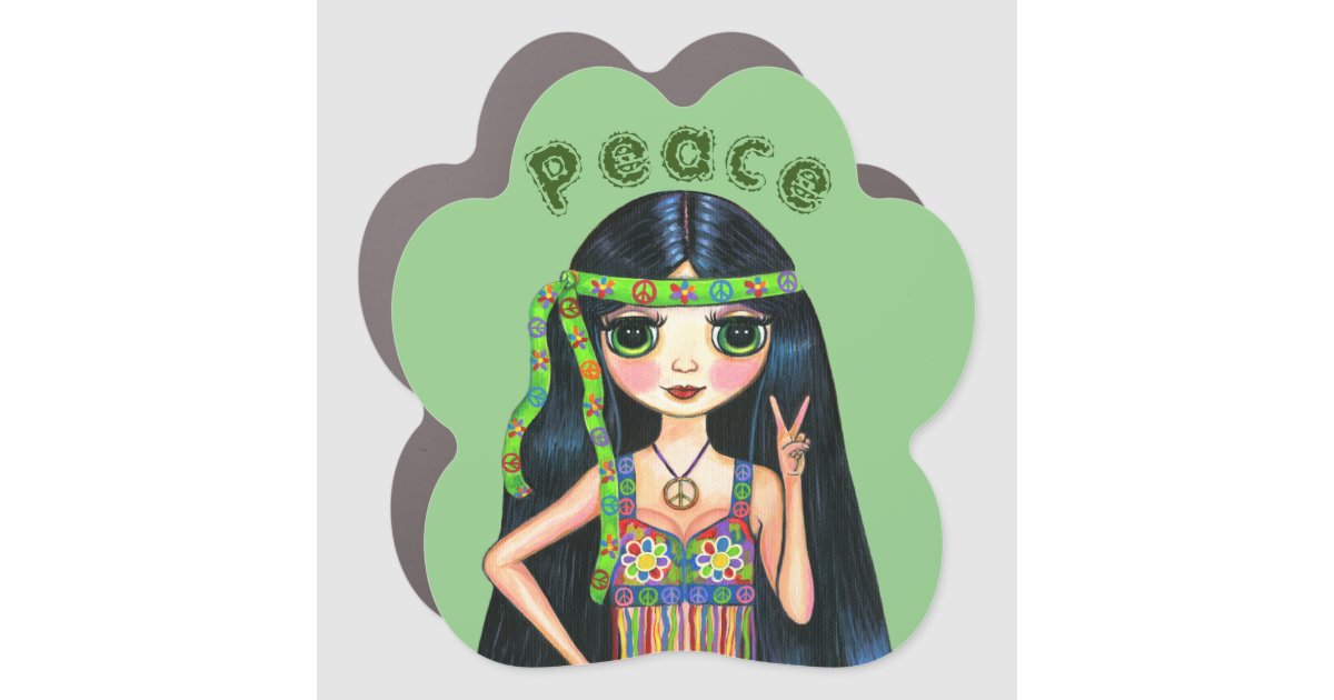 Psychedelic Hippie Chick Peace Sign Headband 1960s | Zazzle