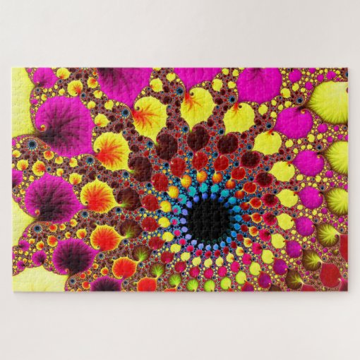 Psychedelic Holographic Fractal Abstract Mandala Jigsaw Puzzle | Zazzle
