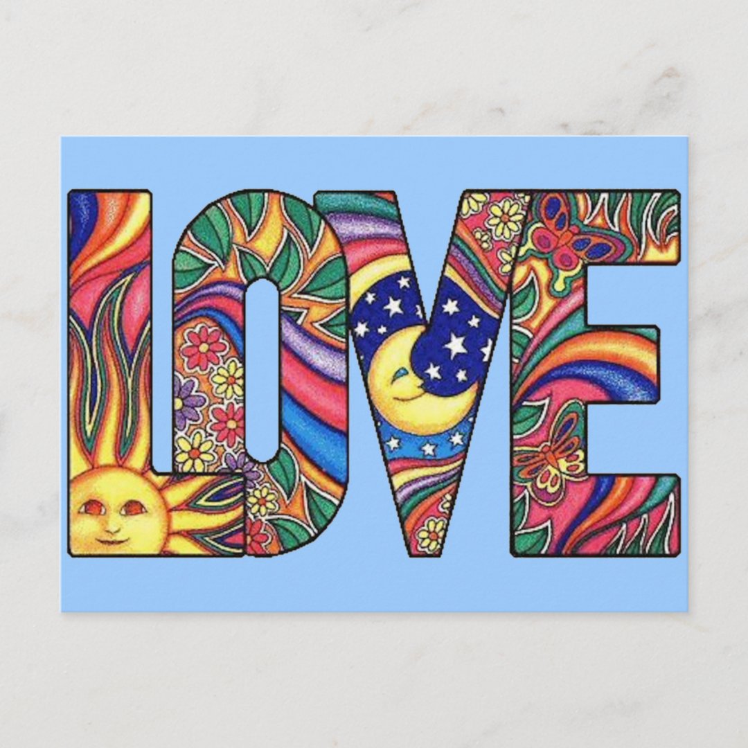 Psychedelic Love Postcard | Zazzle
