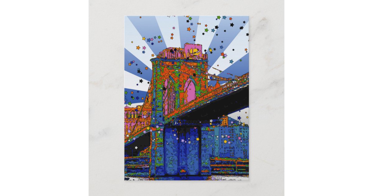 Psychedelic NYC: Brooklyn Bridge #2 Postcard | Zazzle