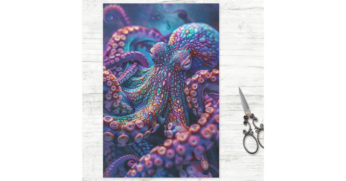 Psychedelic Octopus Decoupage Tissue Paper | Zazzle