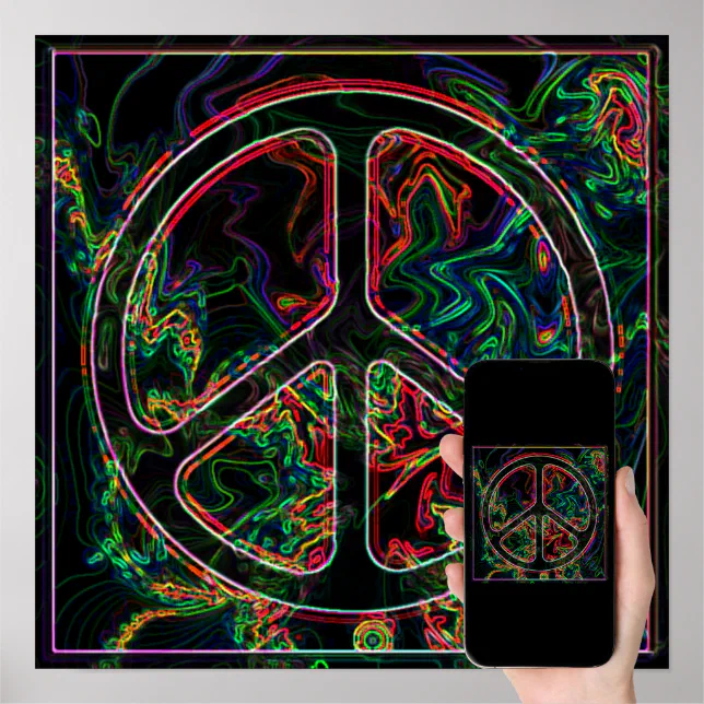 psychedelic peace sign poster | Zazzle