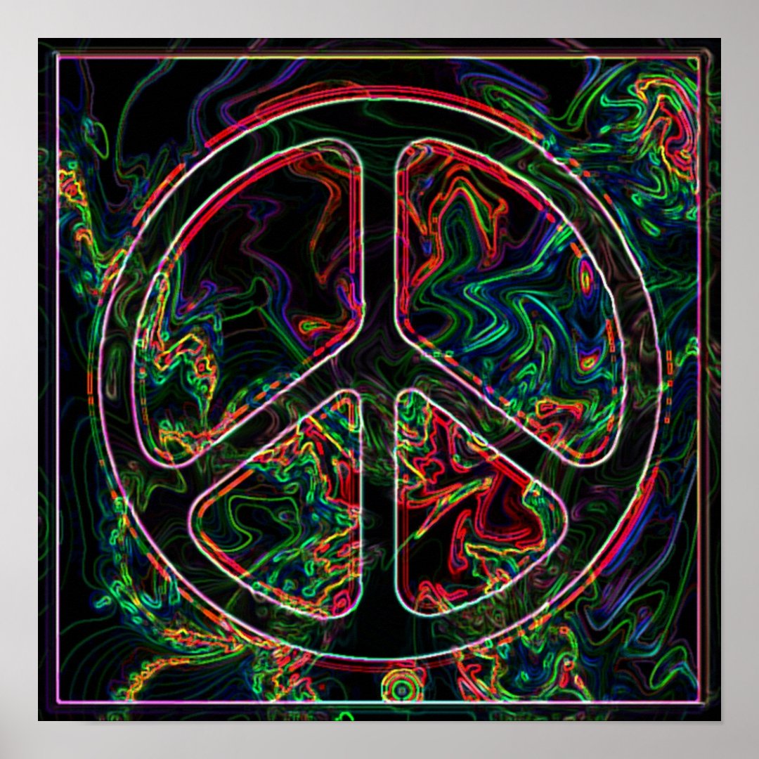psychedelic peace sign poster | Zazzle