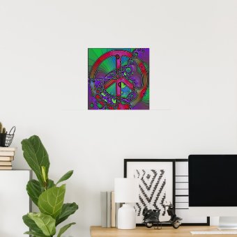 psychedelic peace sign poster | Zazzle