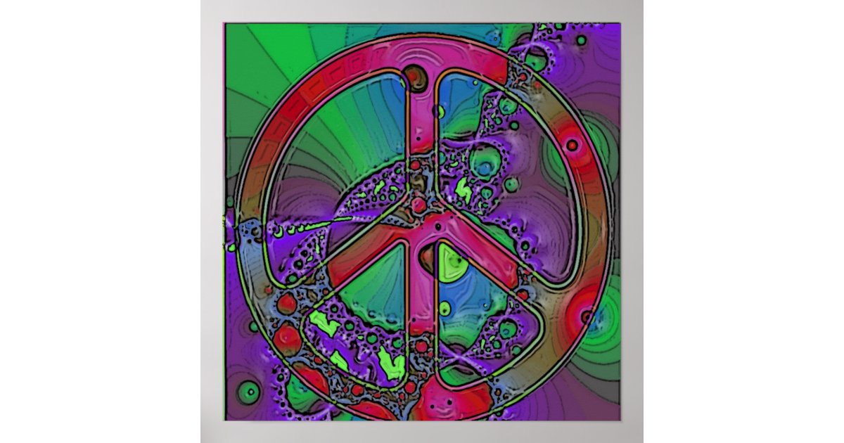 psychedelic peace sign poster | Zazzle