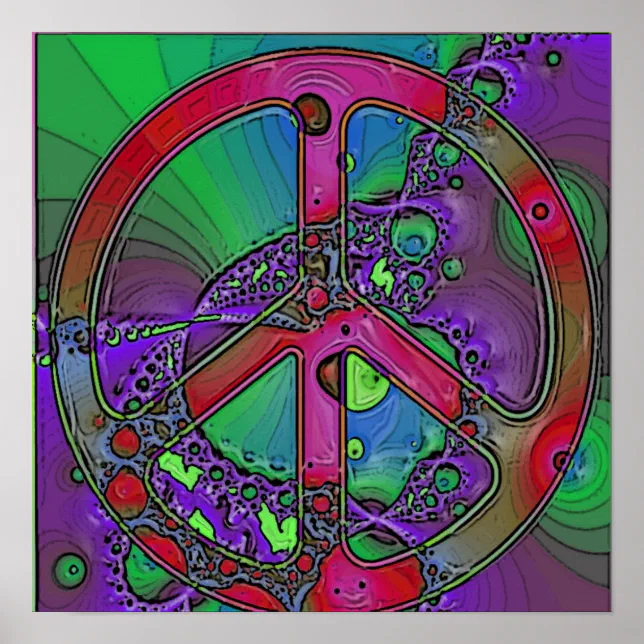 psychedelic peace sign poster | Zazzle