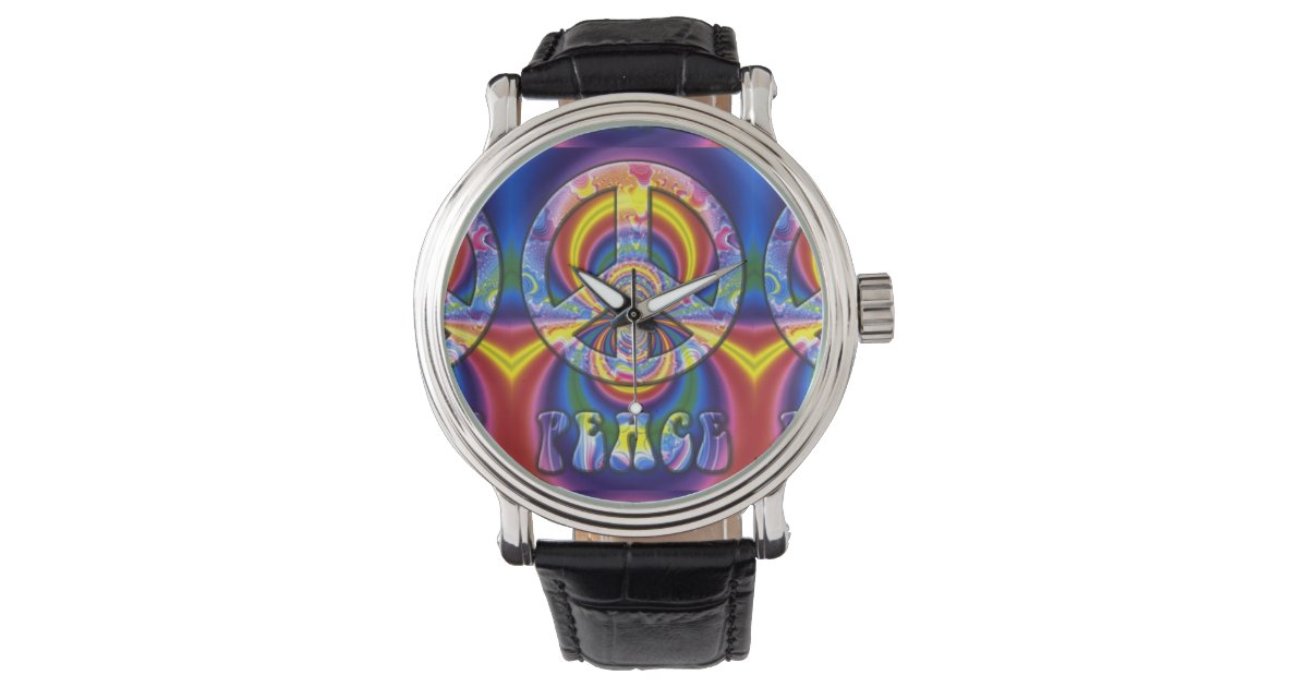 Psychedelic Peace Sign Watch | Zazzle