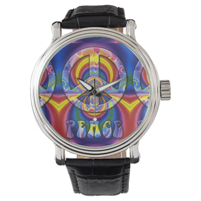 Psychedelic Peace Sign Watch | Zazzle