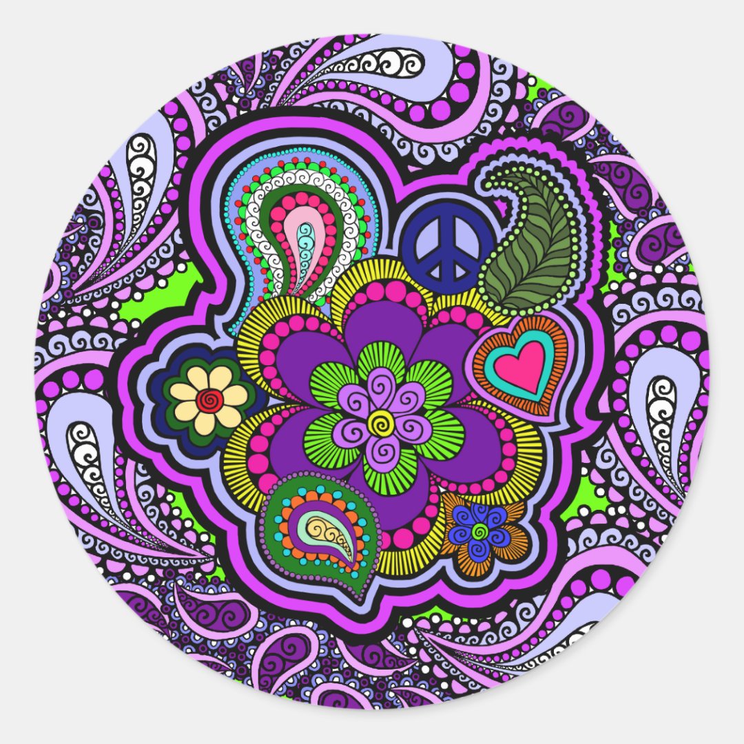 Psychedelic Purple Paisley Sticker | Zazzle