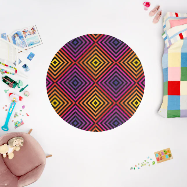 Psychedelic Rainbow Chevron Pattern Outdoor Rug | Zazzle