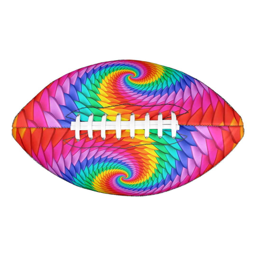 Psychedelic Rainbow Spiral Football | Zazzle