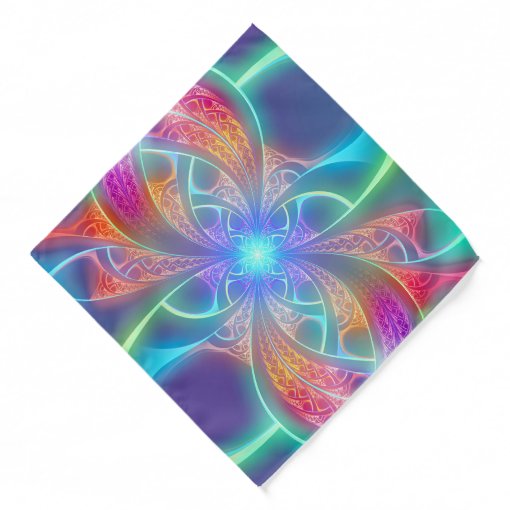 Psychedelic Rainbow Swirls Fractal Pattern Bandana | Zazzle