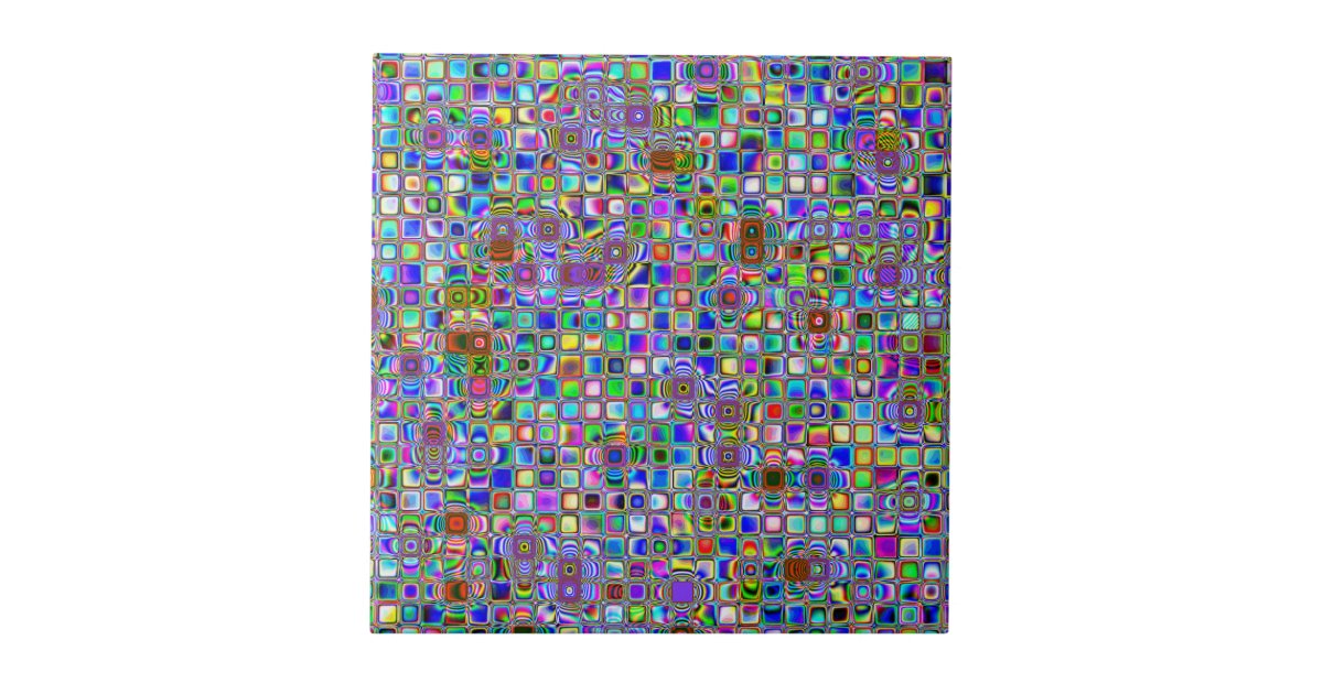 Psychedelic Rainbow Textured Mosaic Tiles Pattern | Zazzle