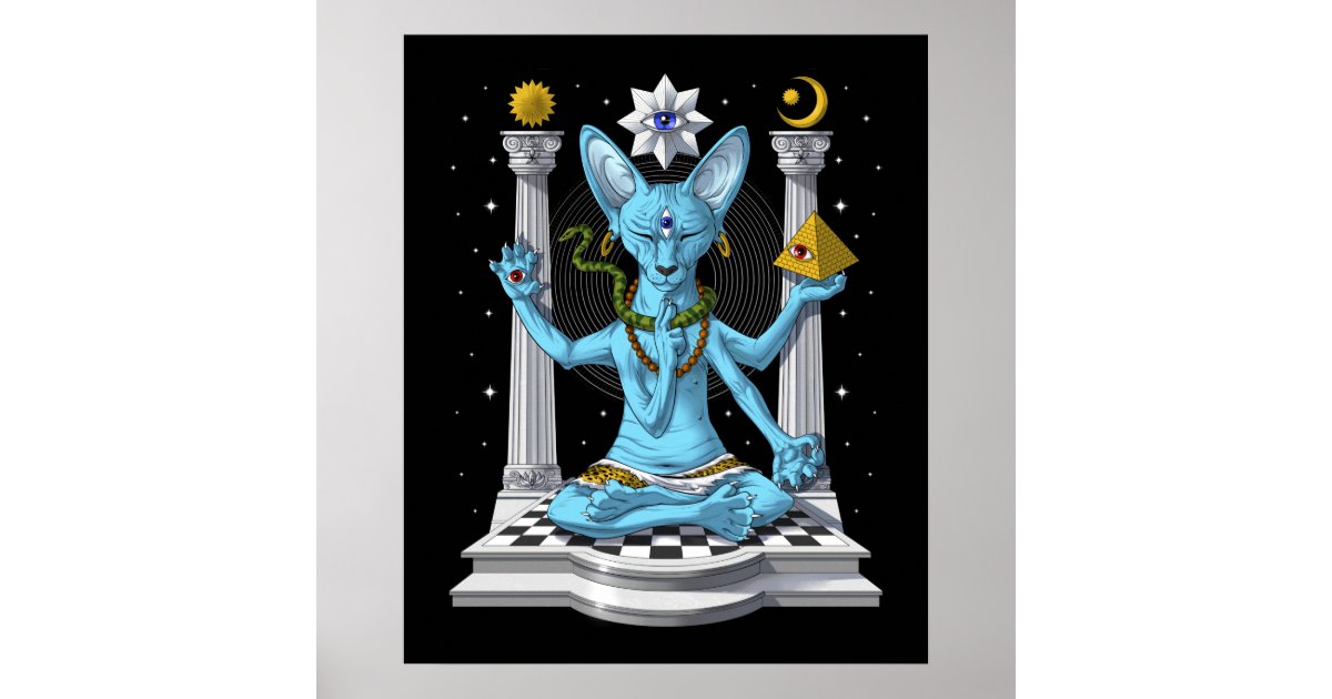 Psychedelic Sphynx Cat Shiva Poster | Zazzle