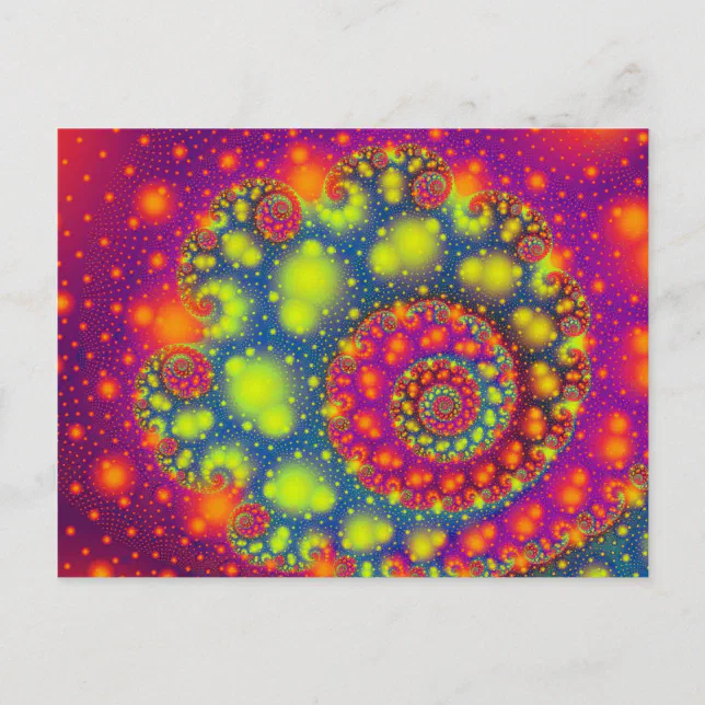 Psychedelic Spiral Neon Decorative Abstract Art Postcard | Zazzle