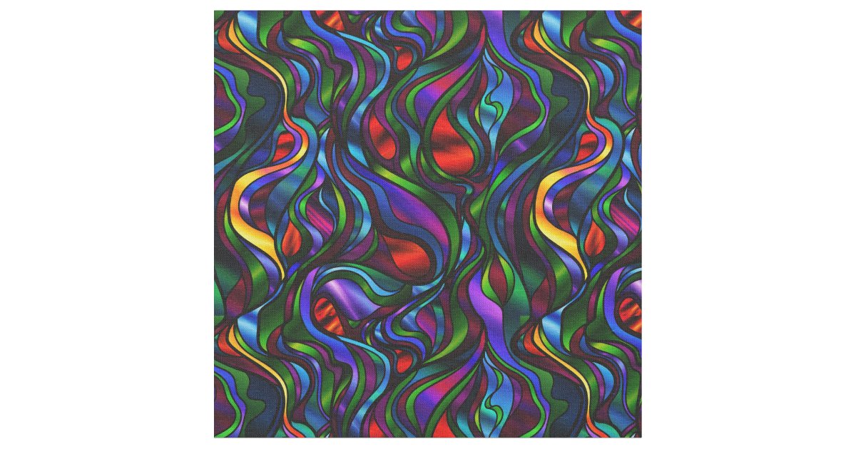 Psychedelic Stained Glass Abstract Fabric | Zazzle