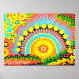 Psychedelic Sunset Vintage 60's Pop Art Poster | Zazzle